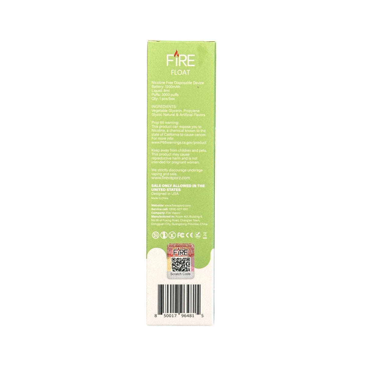 Sour Apple Ice - Fire Float 3000 - Zero Nicotine Vape