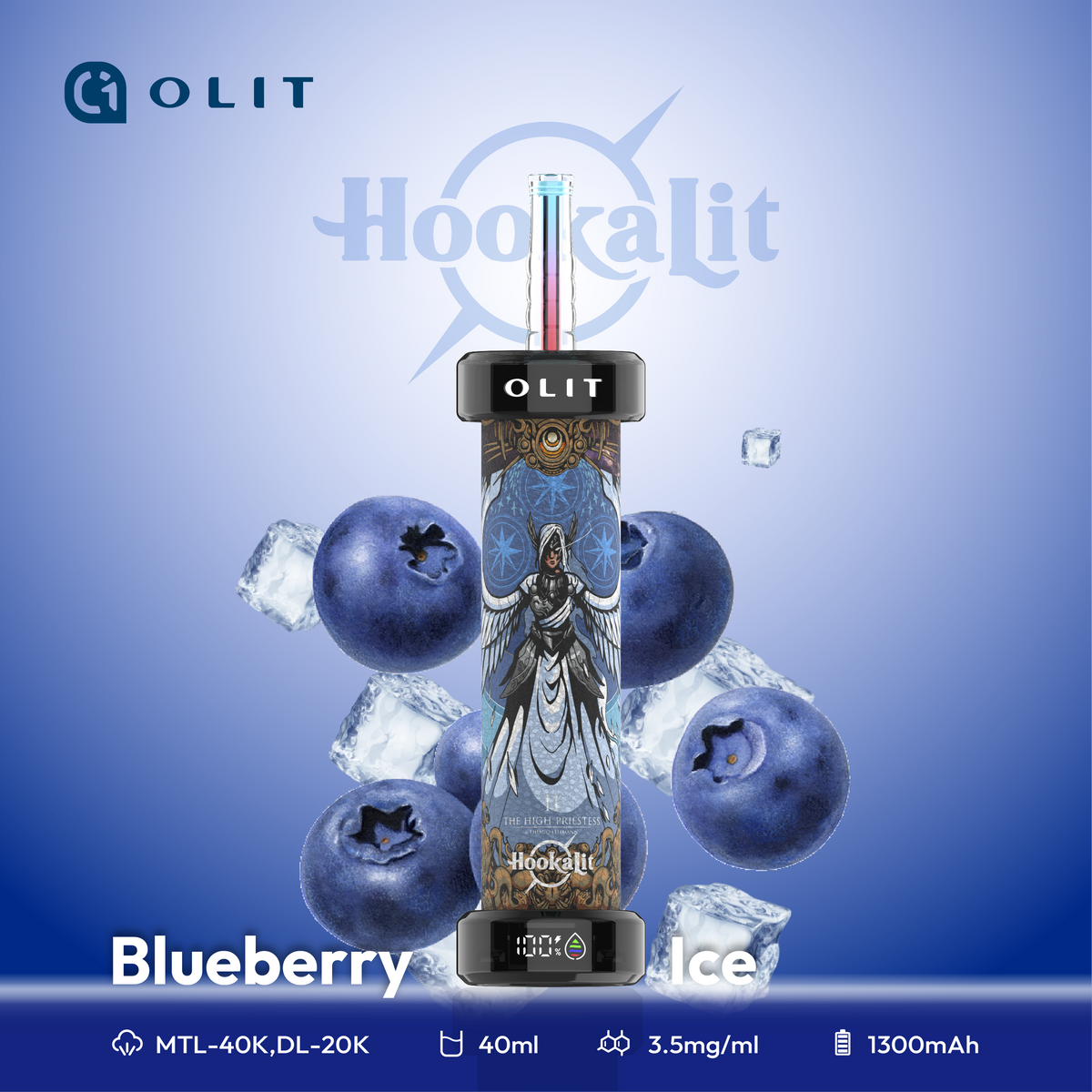 Blueberry Ice - Olit 40K Hookah for Ultimate Vaping Experience