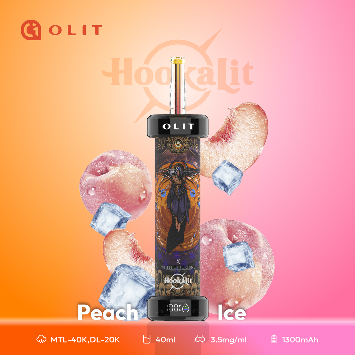 Peach Ice - Olit 40K Hookah: Smooth Vaping Experience